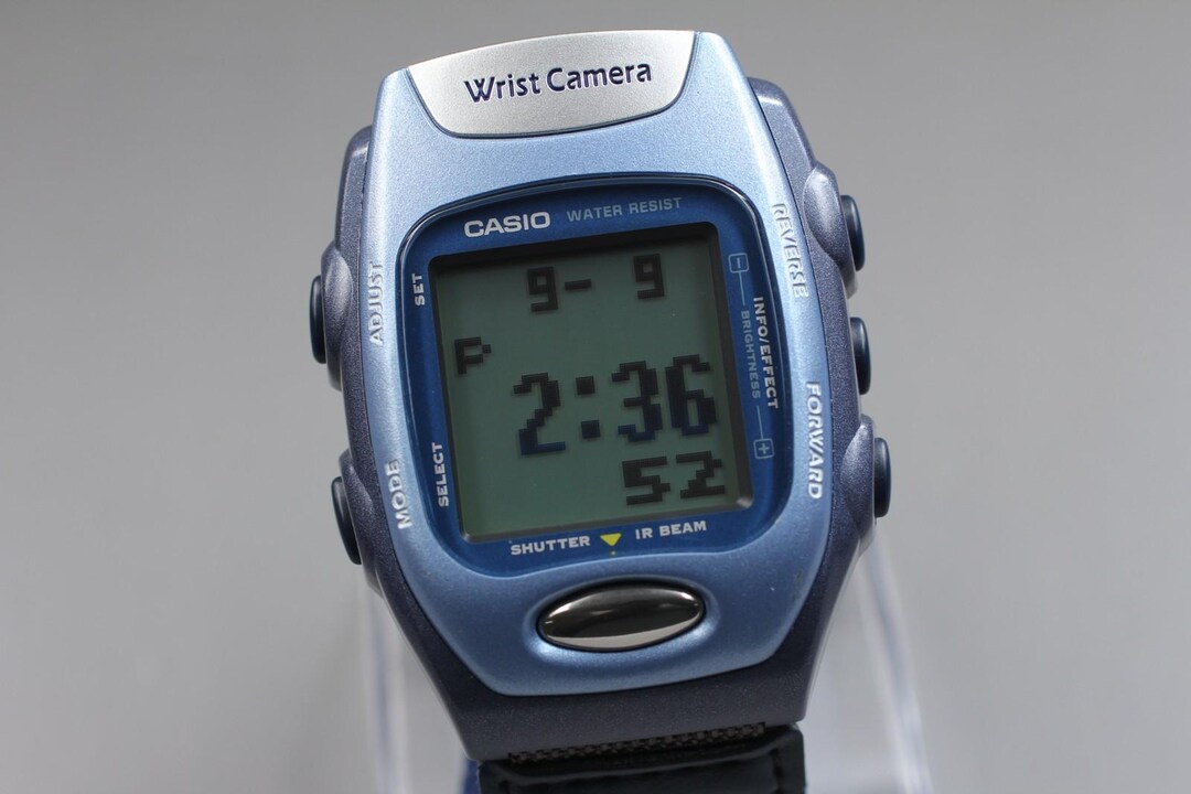 Vintage [mint] Casio Wqv-2 Blue Wrist Camera Digital Watch Mens Qz ...