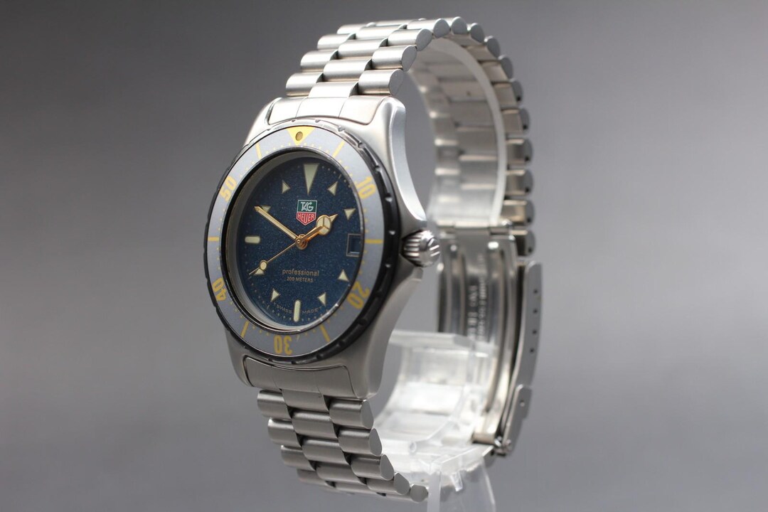 Vintage Tag Heuer Professional 200 Watch: Blue Dial, 37mm/ Retro ...
