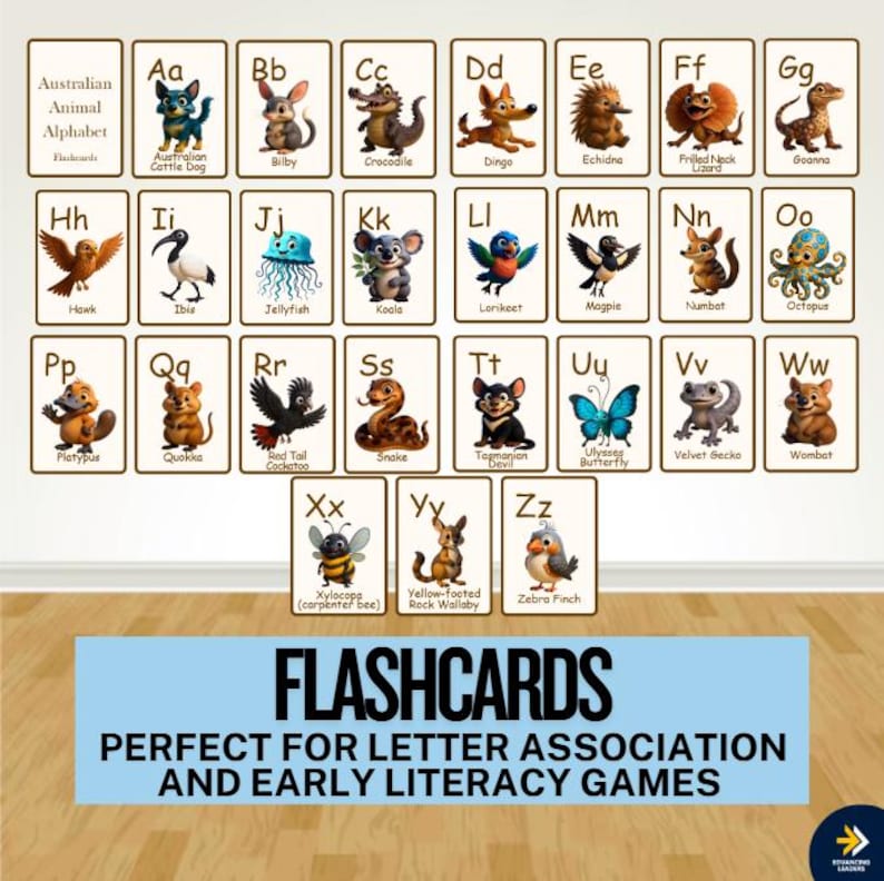 Australian Animal Alphabet: Wall Chart + Matching Flashcards ...