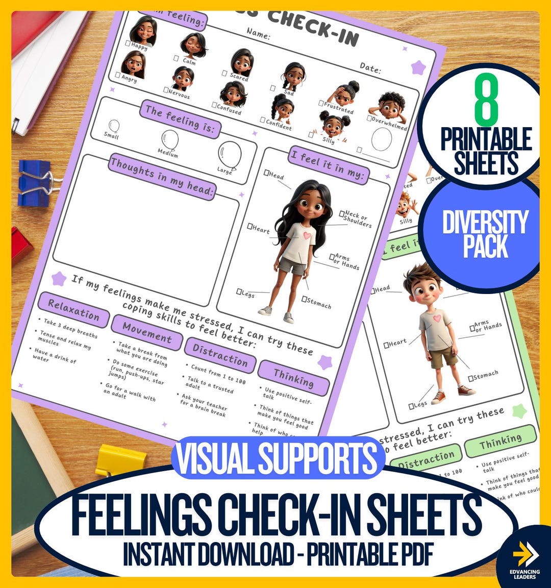 FEELINGS Check-in, Visual Supports, Diversity Set, Autism Resources ...