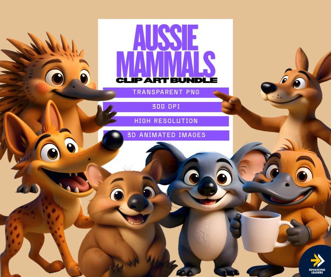 Aussie Mammals Clipart Bundle, Australian Animals, 3D Animated ...