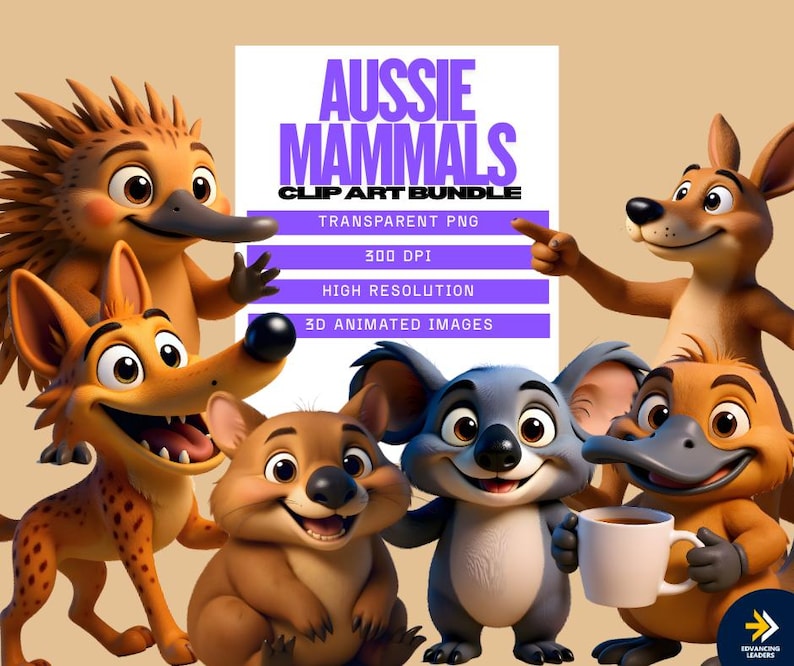 Aussie Mammals Clipart Bundle, Australian Animals, 3D Animated ...