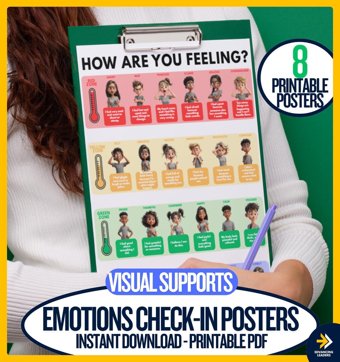 EMOTIONS Poster, Visual Supports, Autism ADHD Resources, Homeschooling ...