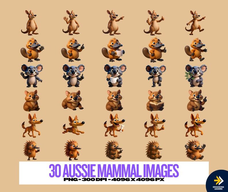 Aussie Mammals Clipart Bundle, Australian Animals, 3D Animated ...