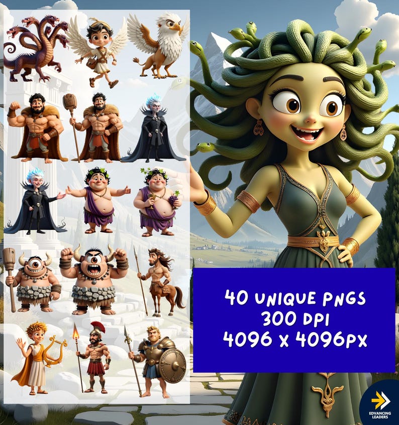 Greek Mythology Clipart Bundle | 40 Clipart Images + 10 Backgrounds ...