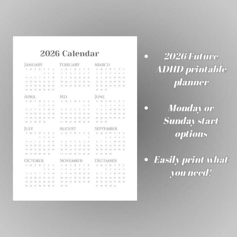 ADHD Planner Printable & Fillable PDF Minimalist Planner Instant ...