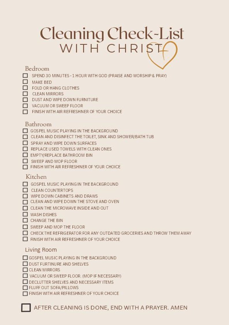 Cleaning Checklist - Etsy