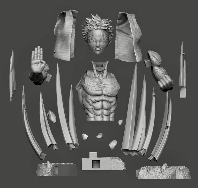 Demon Slayer Akaza Bust | Anime STL Statue | Upper Moon Three ...