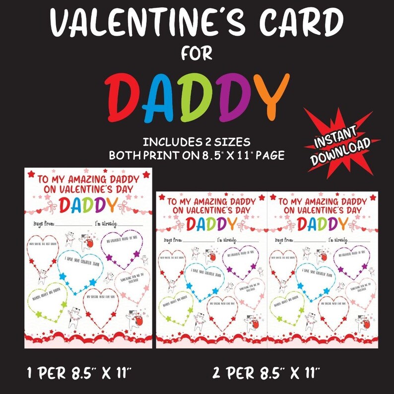 Gift for Dady | Valentine Card for Daddy From Kids | Printable ...