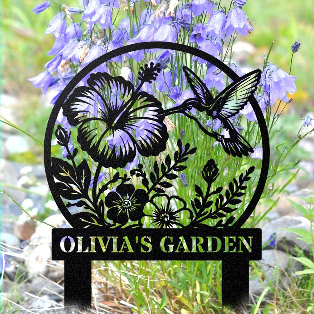 Personalized Metal Garden Sign: Bird & Flower, Custom Yard Art - Etsy