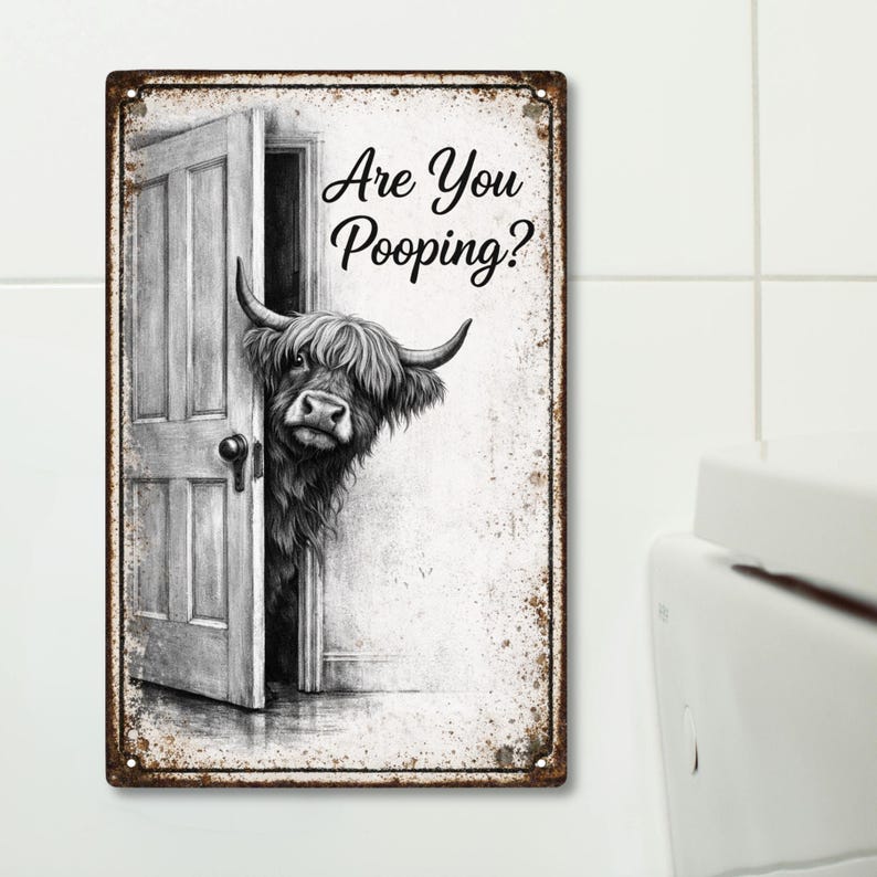 Funny Cow Metal Sign: Rustic Farmhouse Bathroom Decor - Etsy