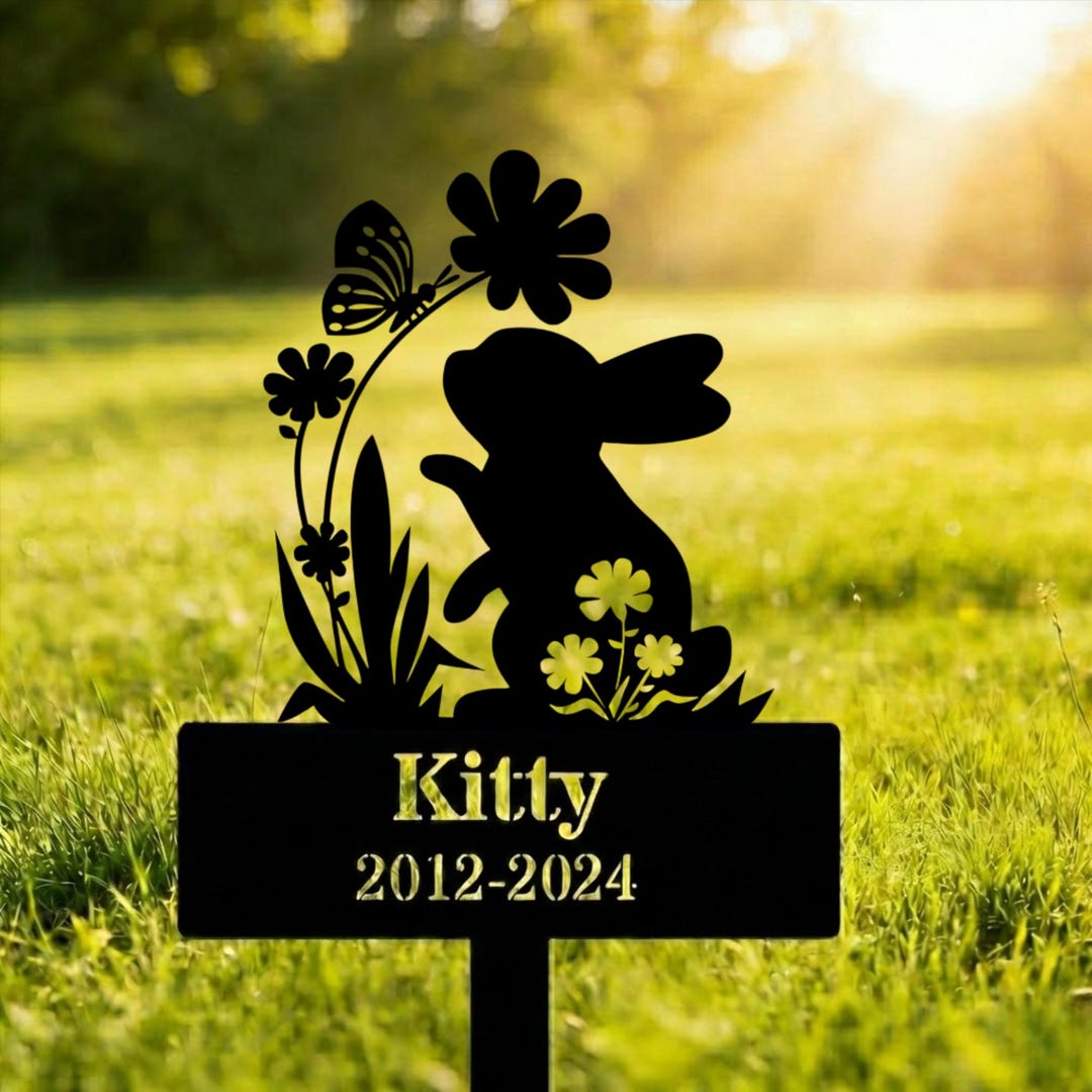 Personalized Rabbit Memorial Garden Stake, Bunny Grave Marker, Outdoor ...