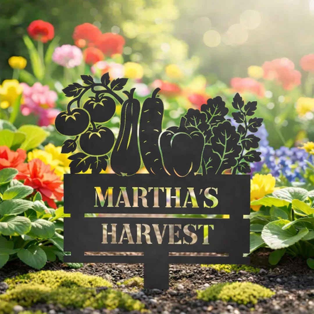 Personalized Vegetable Garden Sign: Laser Cut Metal Garden Marker - Etsy