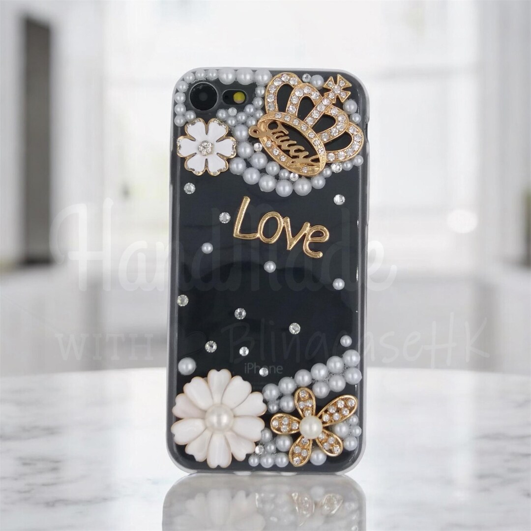 Handmade Sparkle Crown | Pearl Bejeweled Rhinestone | iPhone & Samsung ...