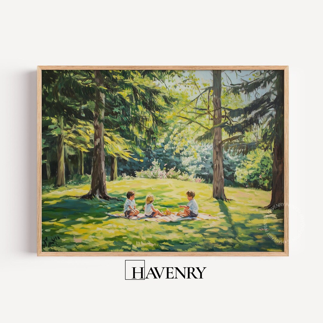Summery Children Playing in Forest - Printable Cottagecore Art ...