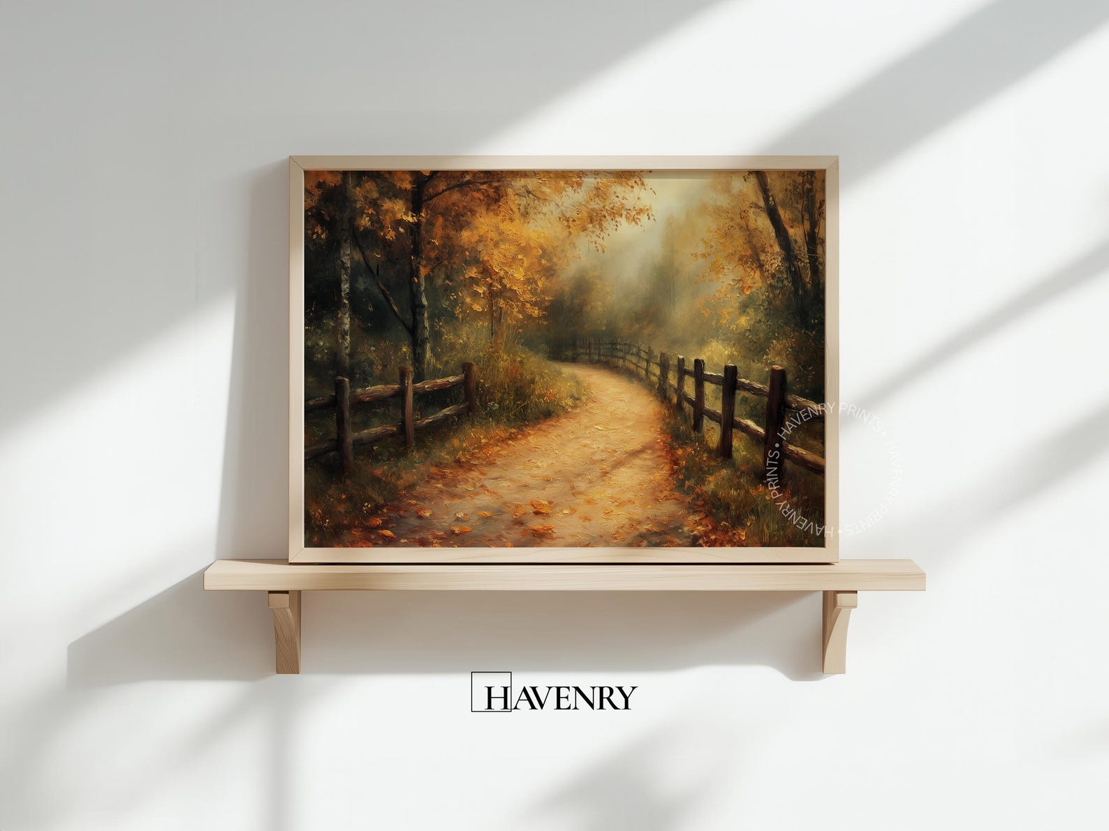 Autumn Countryside Path Art Print: Vintage Cottagecore Landscape ...