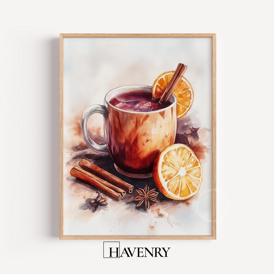 Cozy Mulled Wine With Cinnamon Printable - Rustic Christmas Kitchen ...