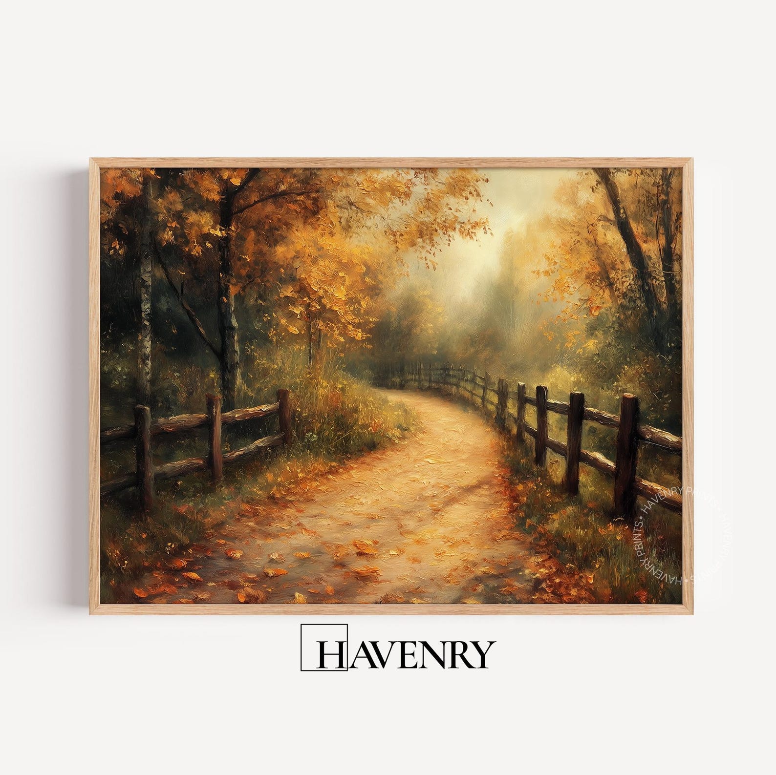 Autumn Countryside Path Art Print: Vintage Cottagecore Landscape ...