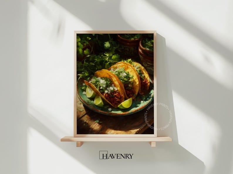 Warm Moody Taco Still-life Art - Rustic Kitchen Decor Digital Print ...