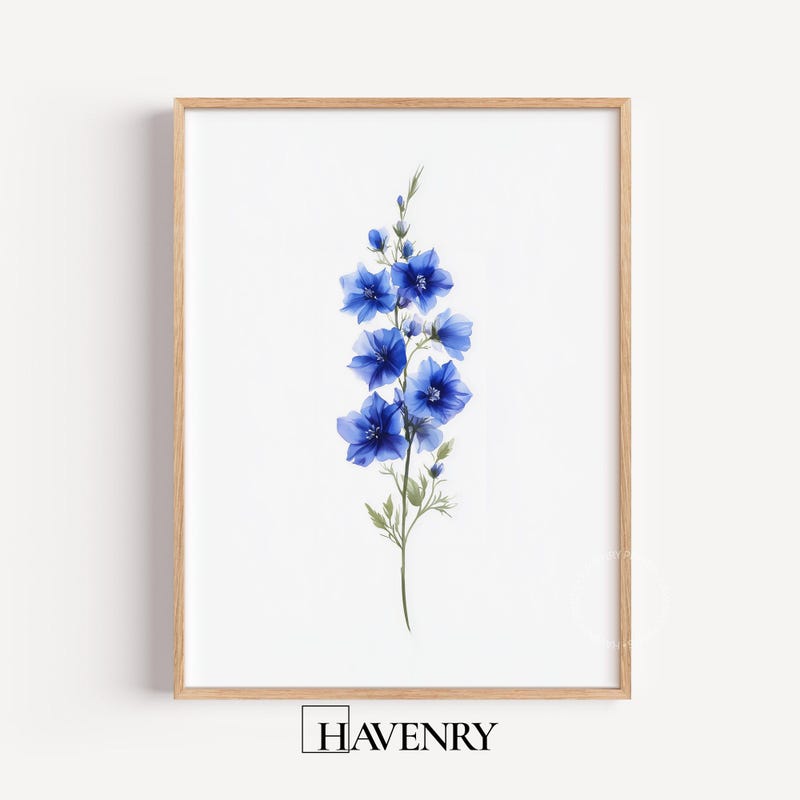 Watercolor Larkspur - Etsy UK