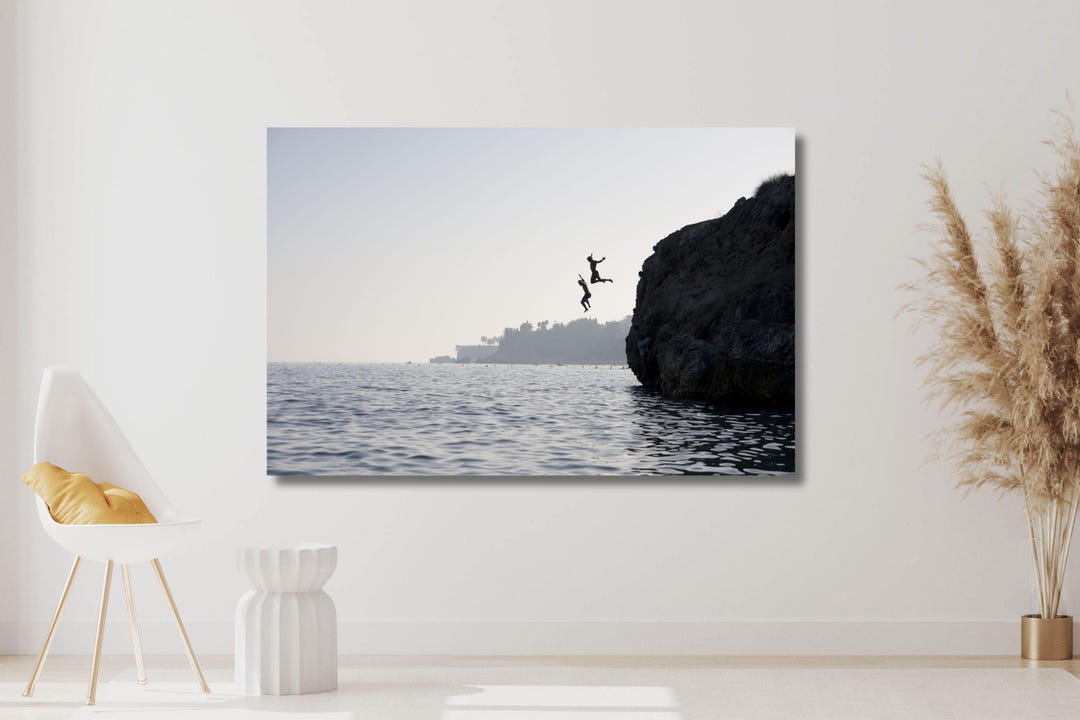 Cliff Diving Wall Art Canvas Print: Minimalist Ocean Wall Decor - Etsy