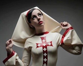 Womens Nun Habbit Hood Disguise Sister Lady Mother Cowl Tunic Scapular ...