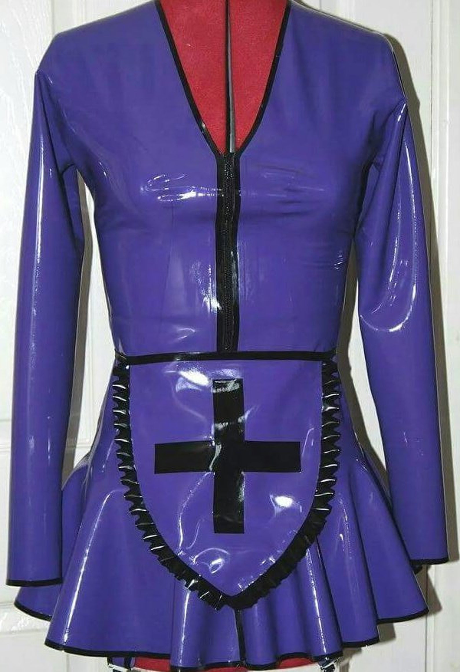 Long Sleeve Latex Nurse Dress - Etsy