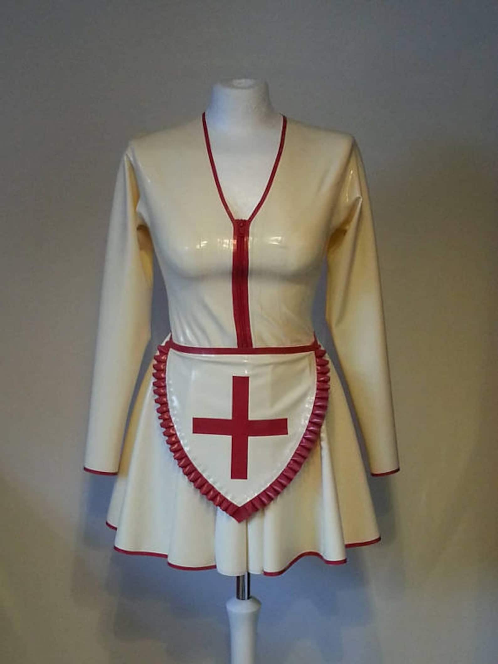 Frilled Latex Nurse Apron Latex Nurse Accessories - Etsy UK
