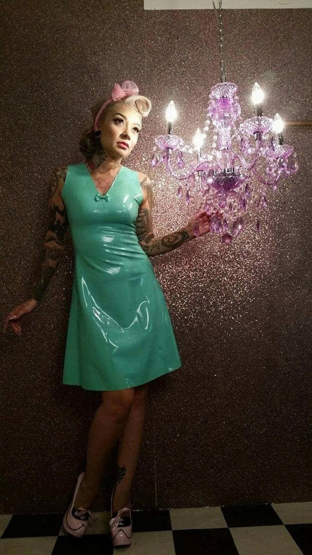 Sleeveless Latex A Line Dress With Bow. - Etsy