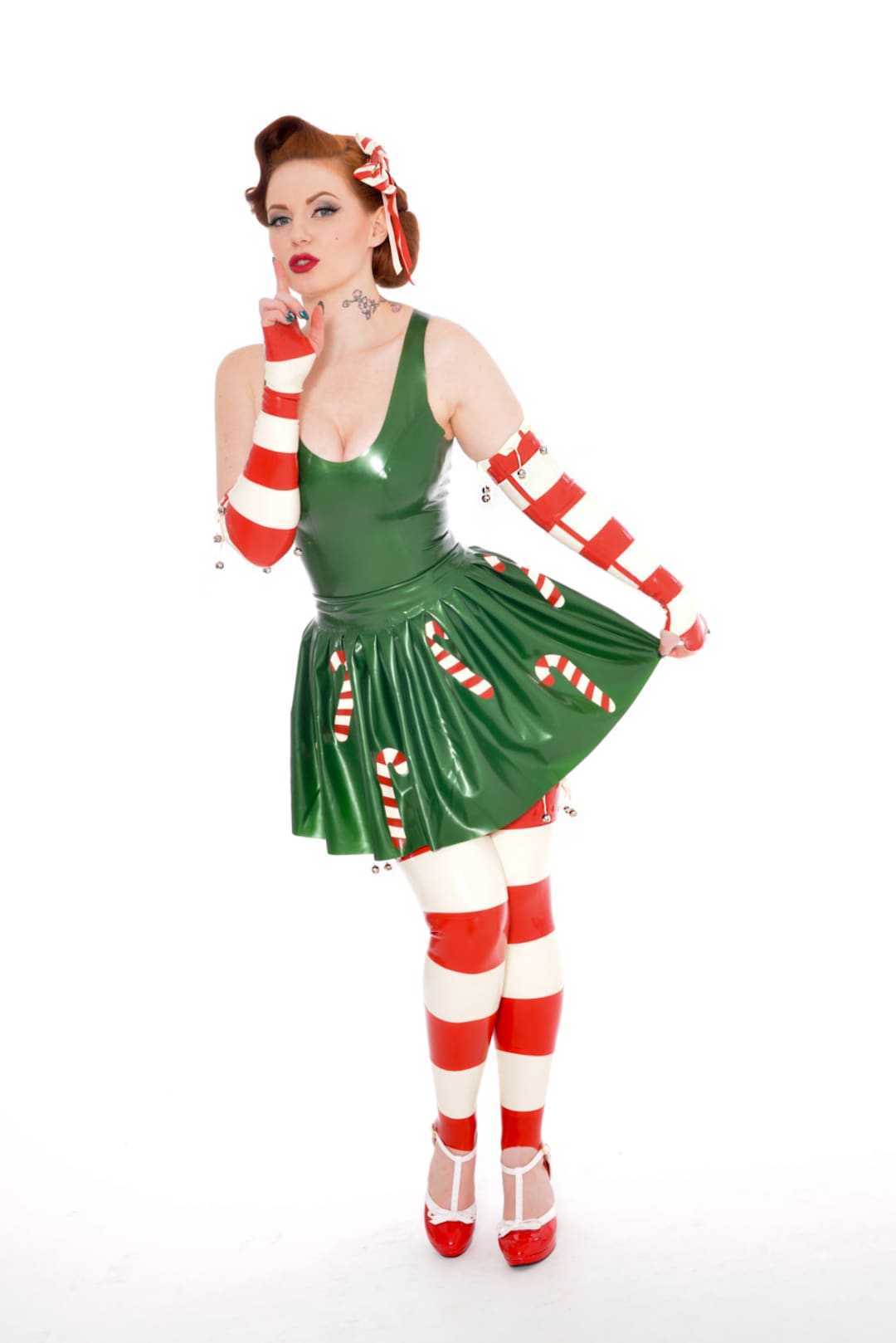 Christmas Latex Candy Cane Dress and Accessories - Etsy