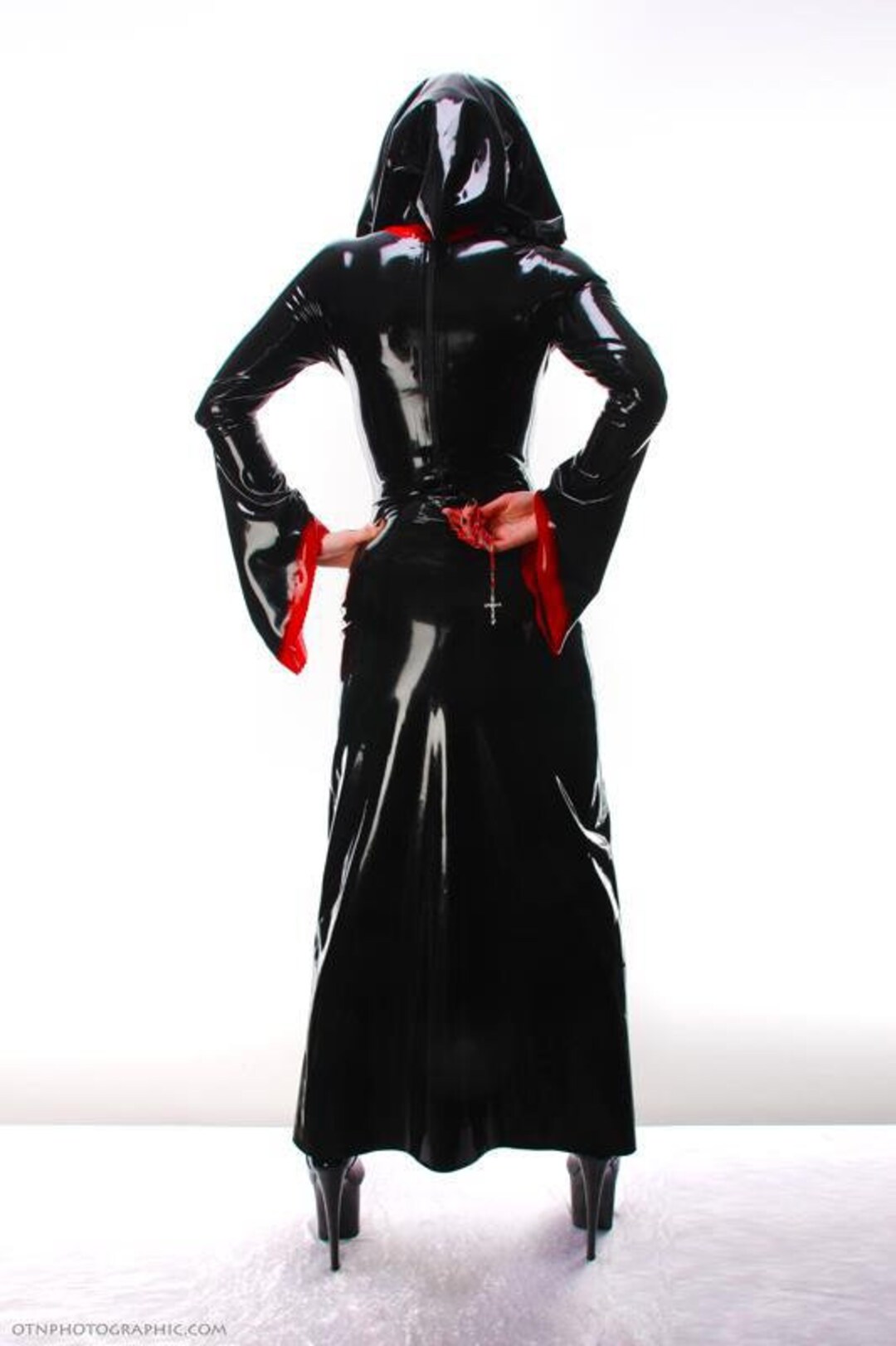 Latex Dress With Gothic Sleeves, Gothic Nun Outfit, Latex Nun Dress ...