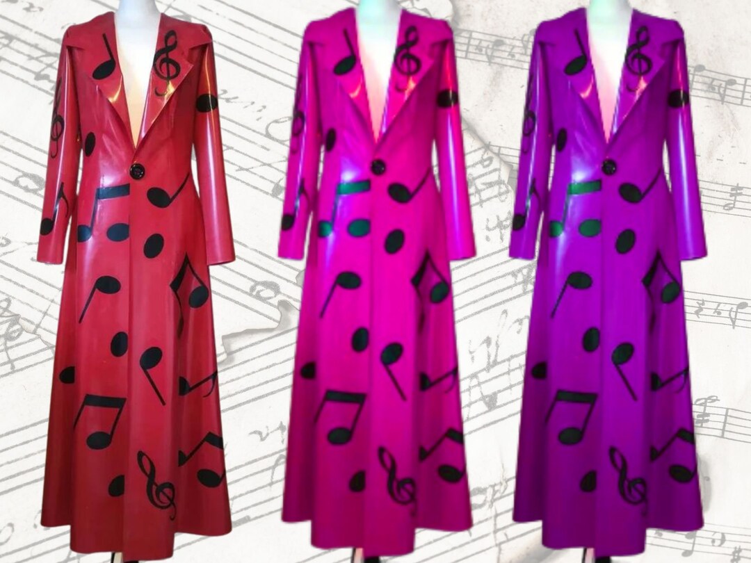 Long Latex Musical Notes Coat - Etsy
