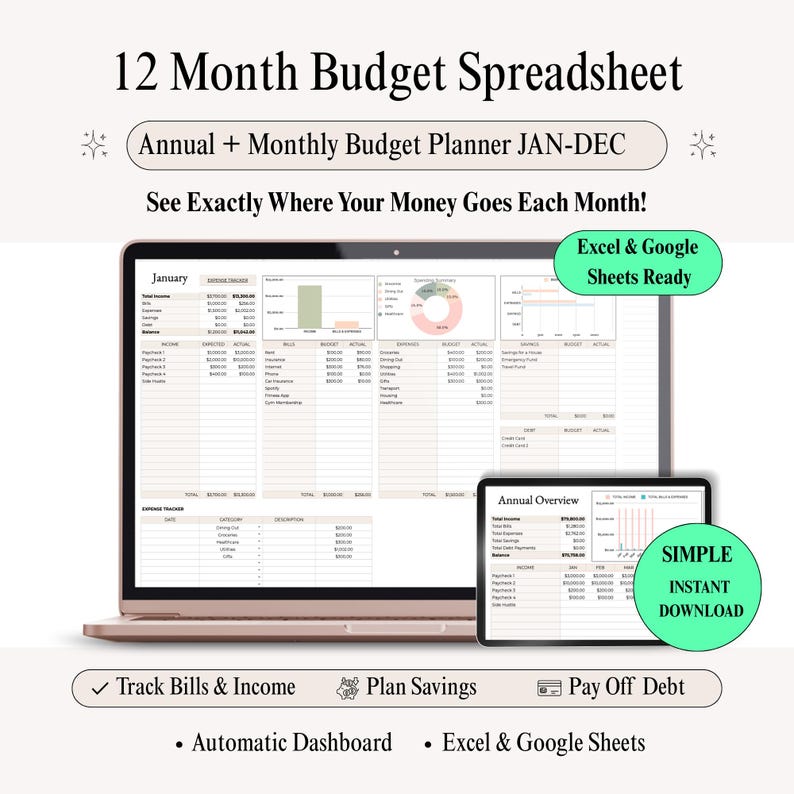 Family Budget Spreadsheet Google Sheets Monthly Budget Planner Excel ...