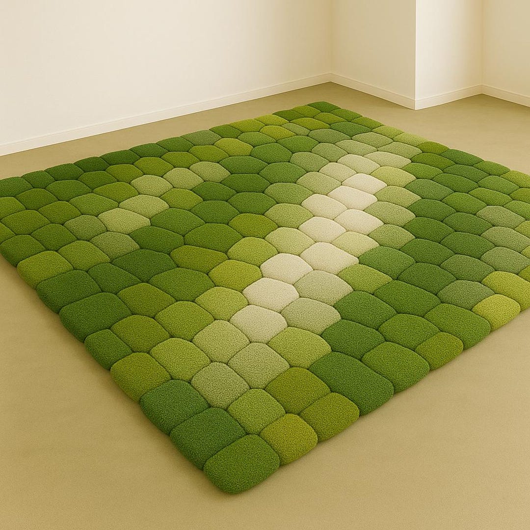 Green Pebble Rug: Nature Inspired 3D Texture - Modern Floor Decor - Etsy