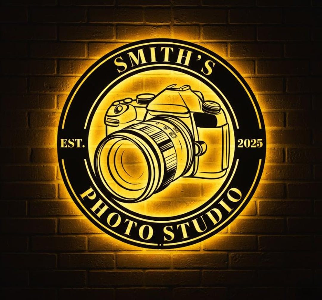 Personalized Camera Metal Sign LED Lights, Camera Metal Wall Art ...