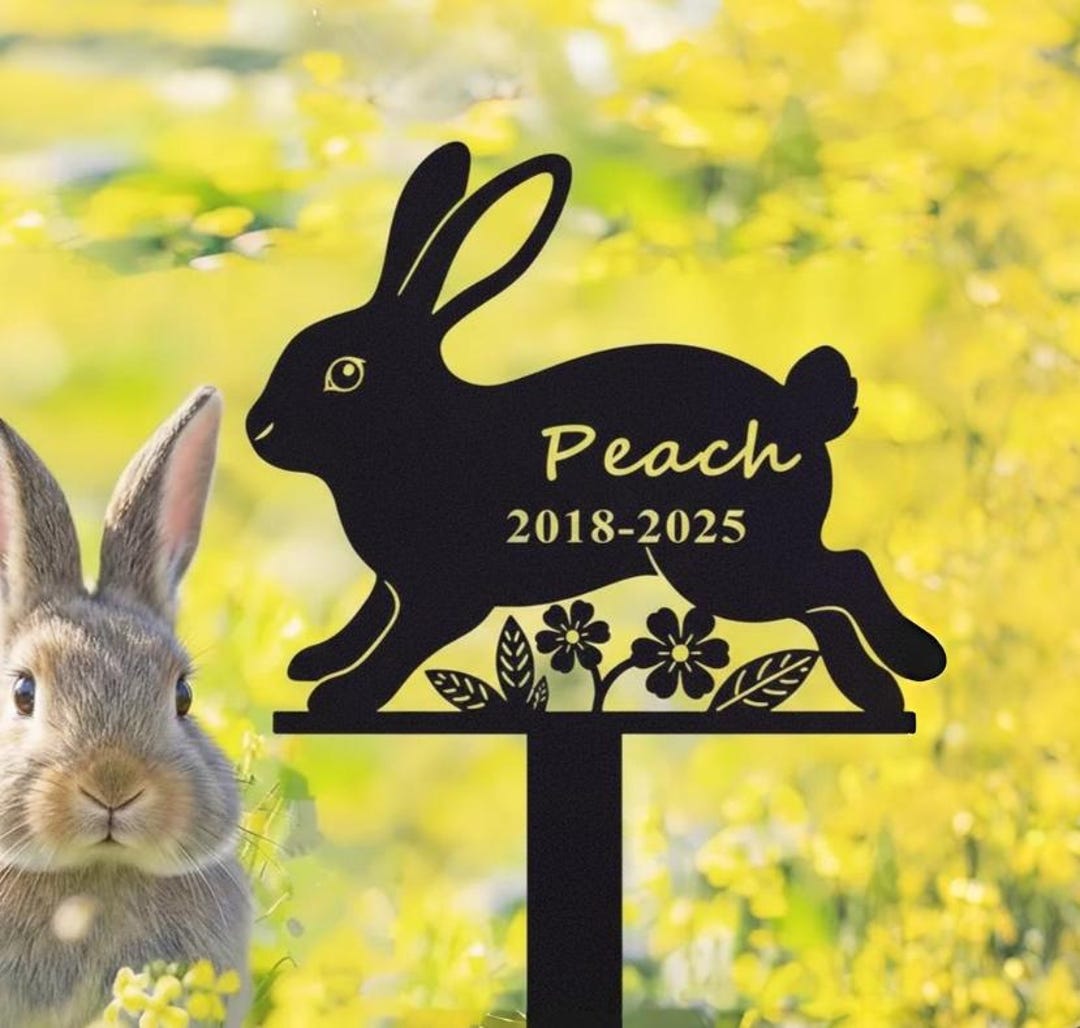 Custom Bunny Memorial Stake, Rabbit Memorial Garden Stake, Bunny Grave ...