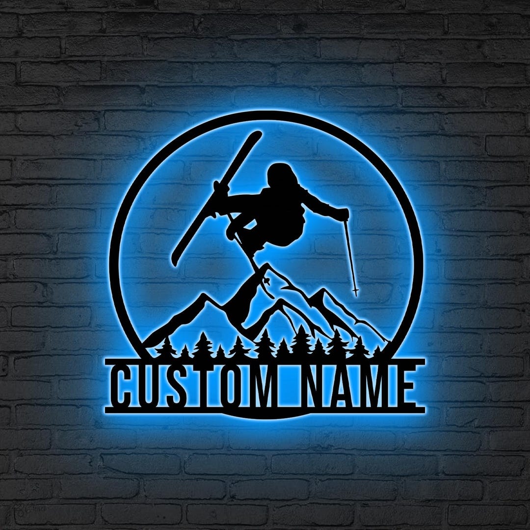 Custom Snowboarding Metal Wall Art LED Lights, Personalized Snowboard ...