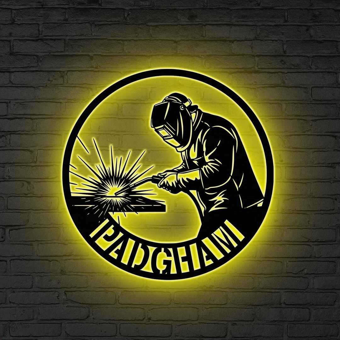 Custom Welder Metal Sign Led Lights, Welding Work Shop Sign, Garage ...