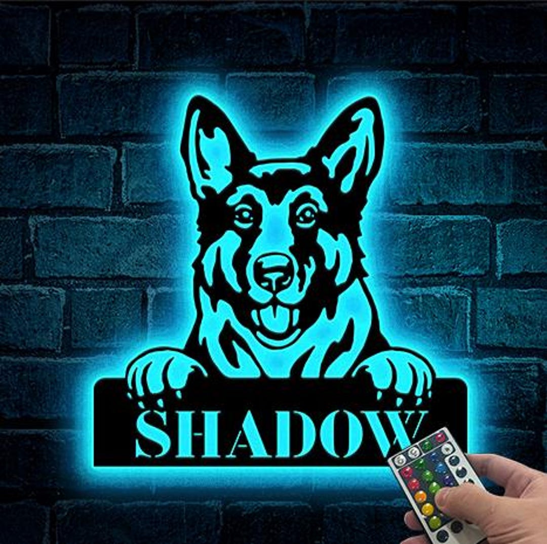 Custom German Shepherd Metal Wall Art LED Light Personalized Dog Lover ...