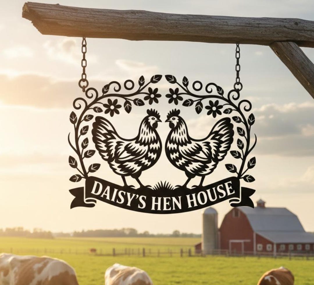 Custom Metal Chicken Coop Sign, Hen House Decor, Hen House Metal Sign ...