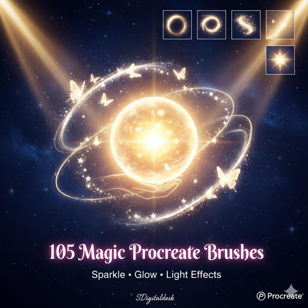 Magic Light & Glow Procreate Brushes | Sparkle Stamp Set (digital ...