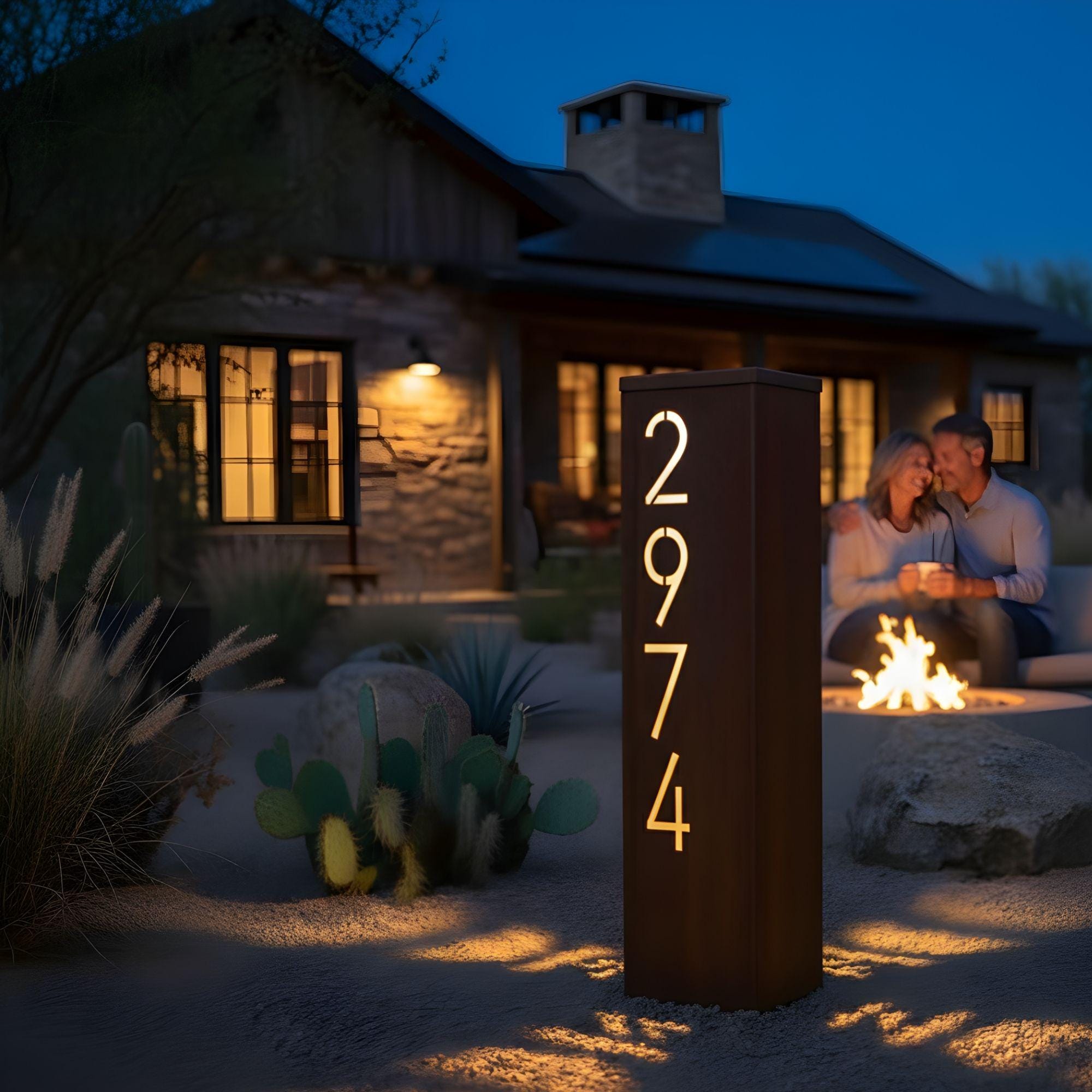 Custom Steel Address Sign, Rusted Outdoor House Number Sign, Large ...