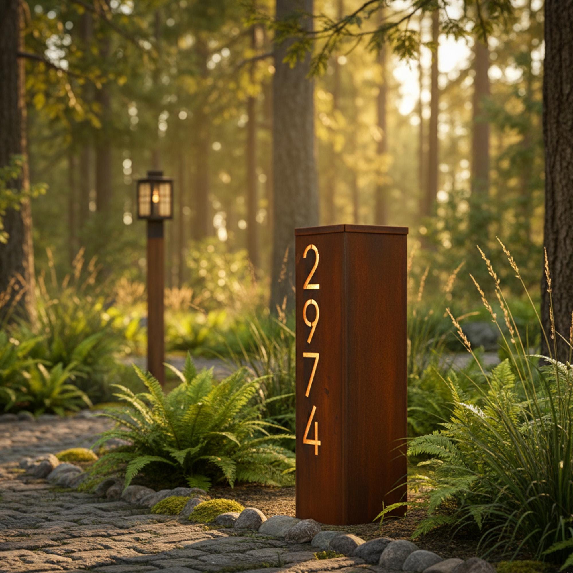 Custom Metal Address Number Garden Column, New Home Gift, Personalized ...