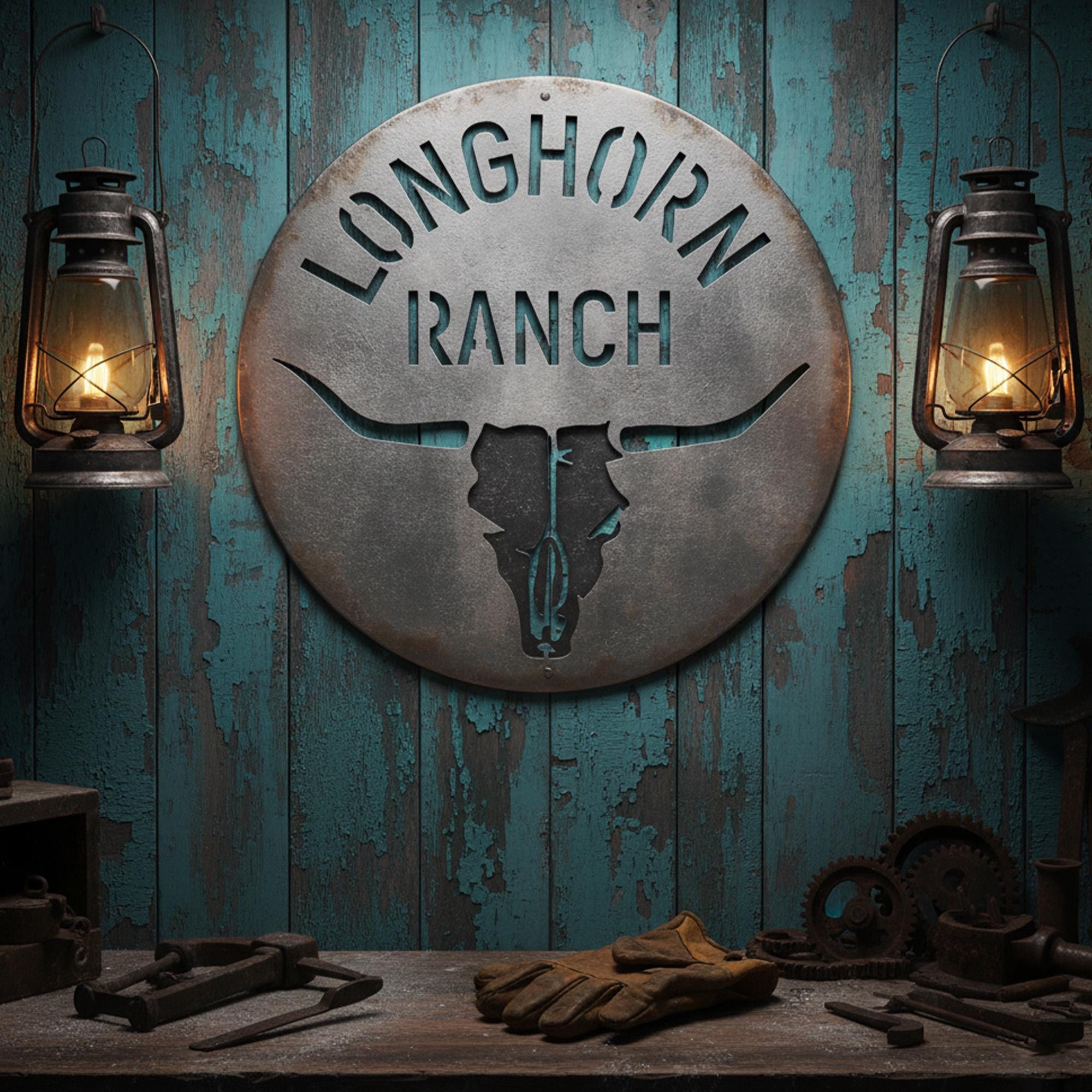 Custom Longhorn Sign, Ranch Metal Sign, Cowboy Gift, Texas Longhorn ...