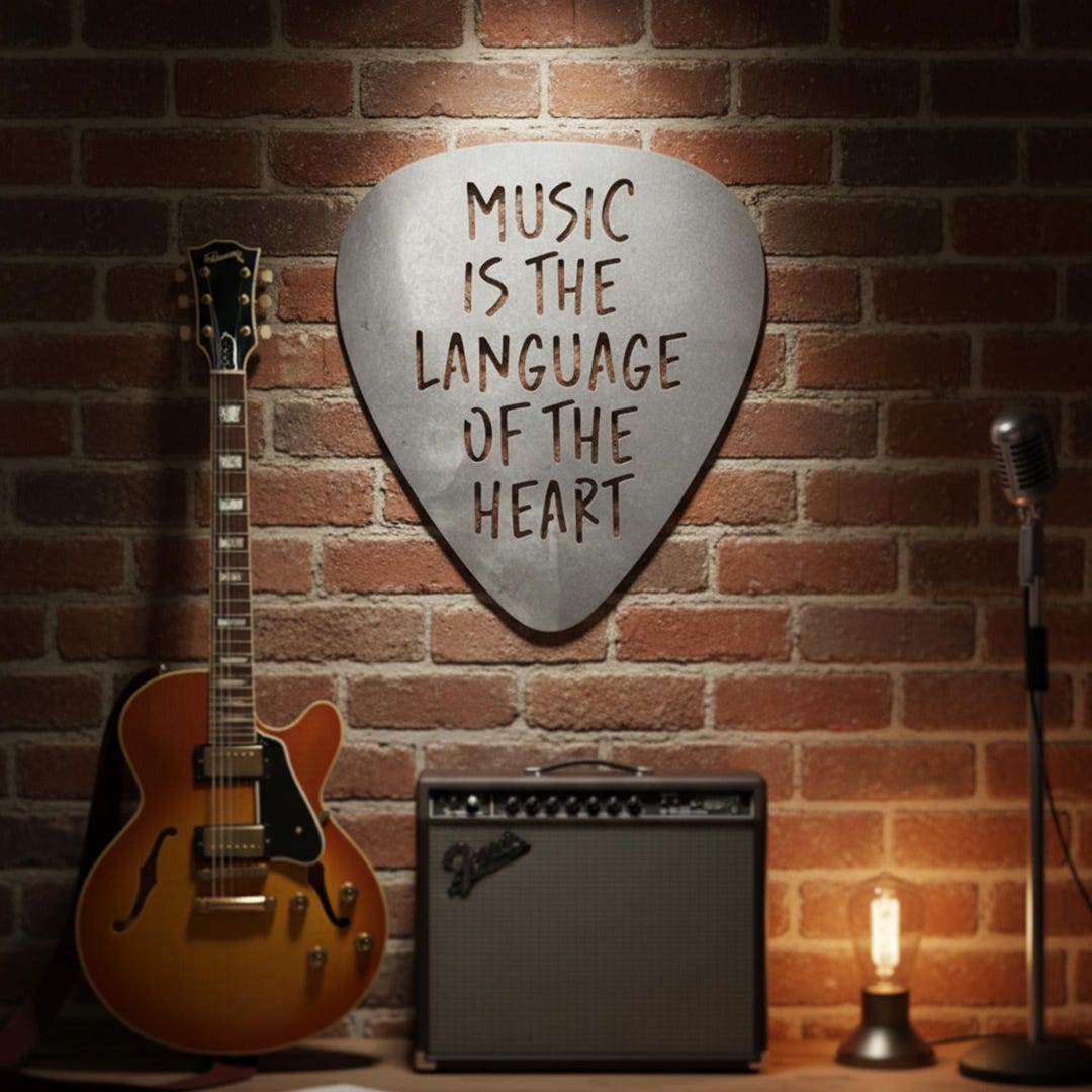 Metal Guitar Pick Wall Art, Steel Guitar Pick Artwork, Music Lover Gift ...