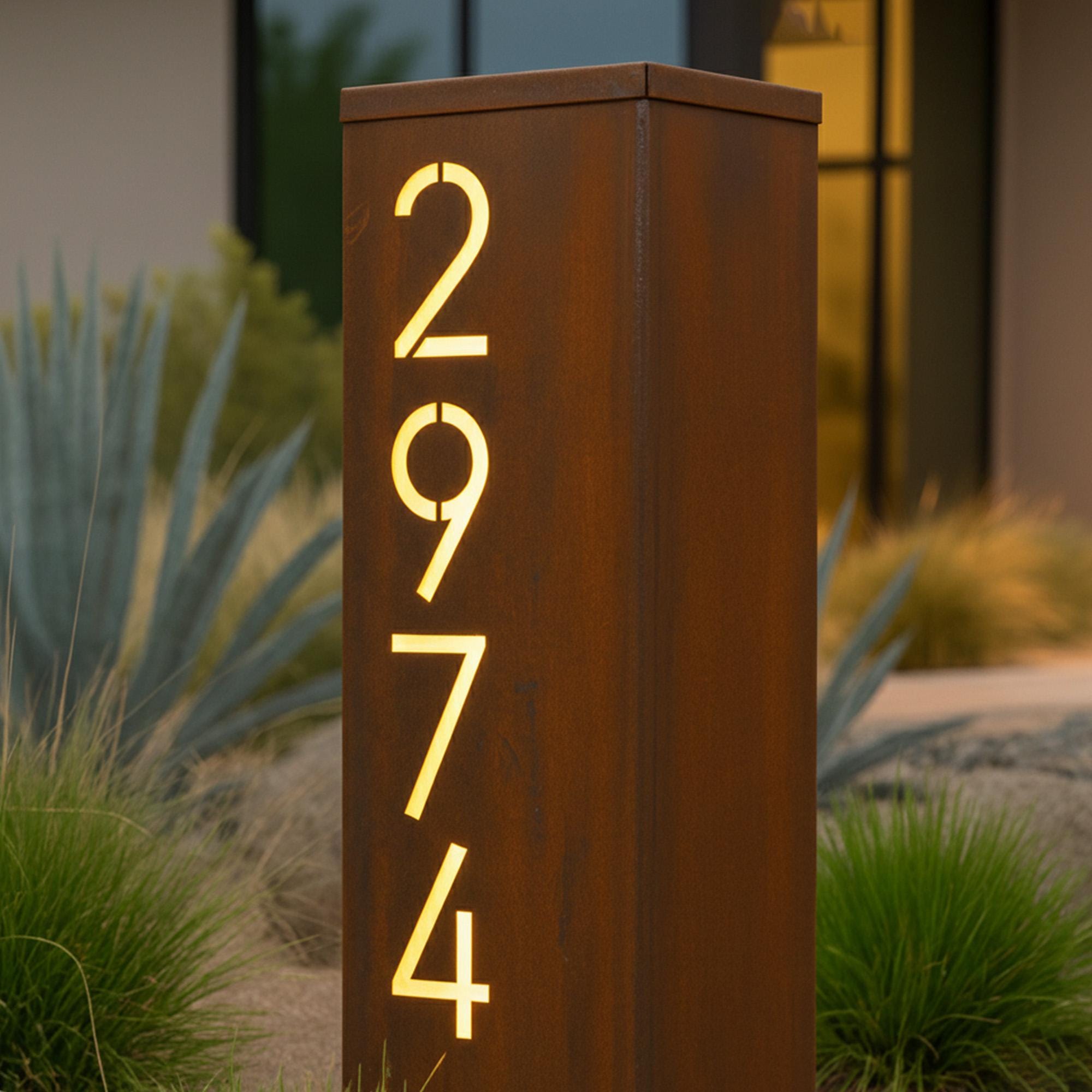 Custom Steel Garden Column, Personalized Lighted Column Yard Art ...