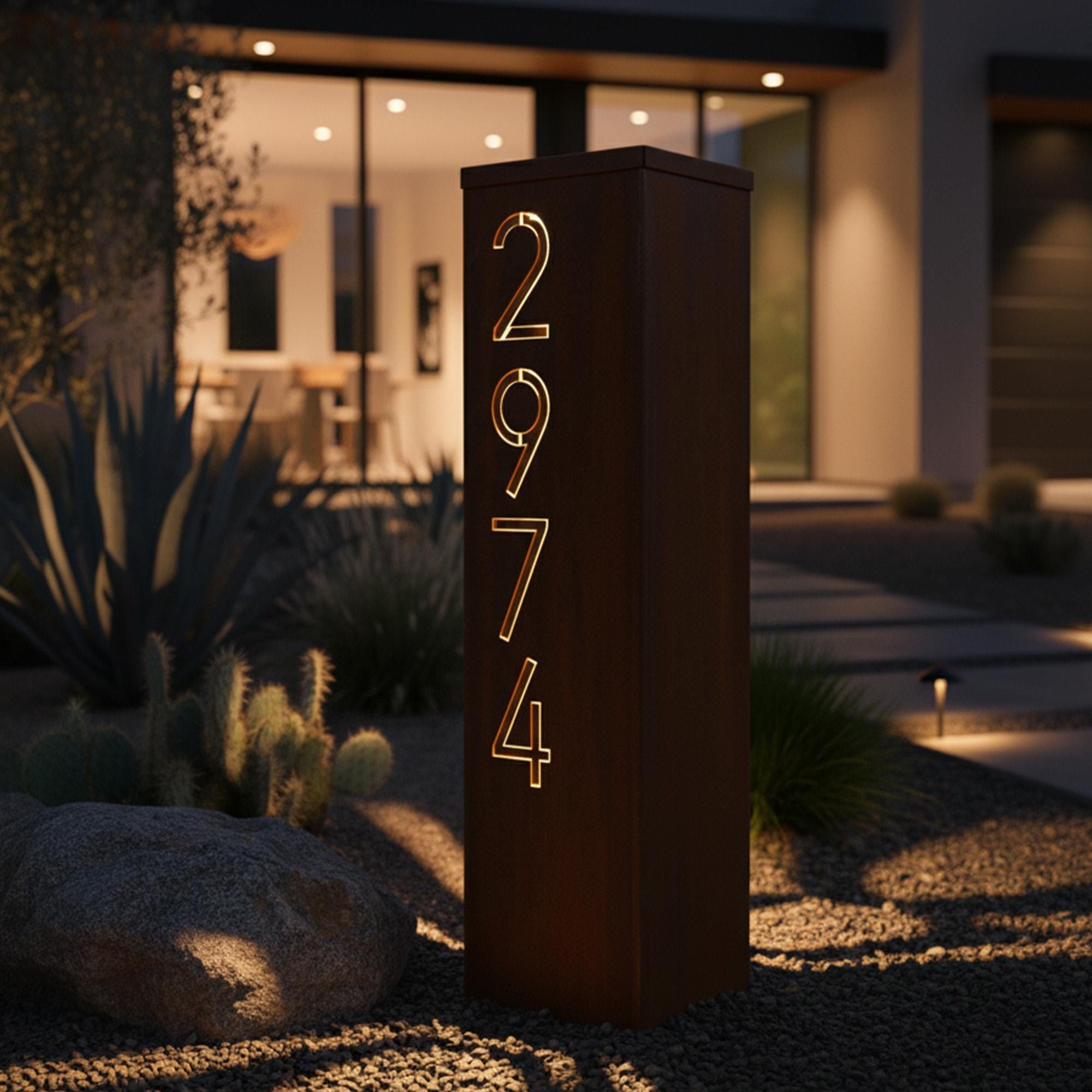 Custom Steel Garden Column, Personalized Lighted Column Yard Art ...