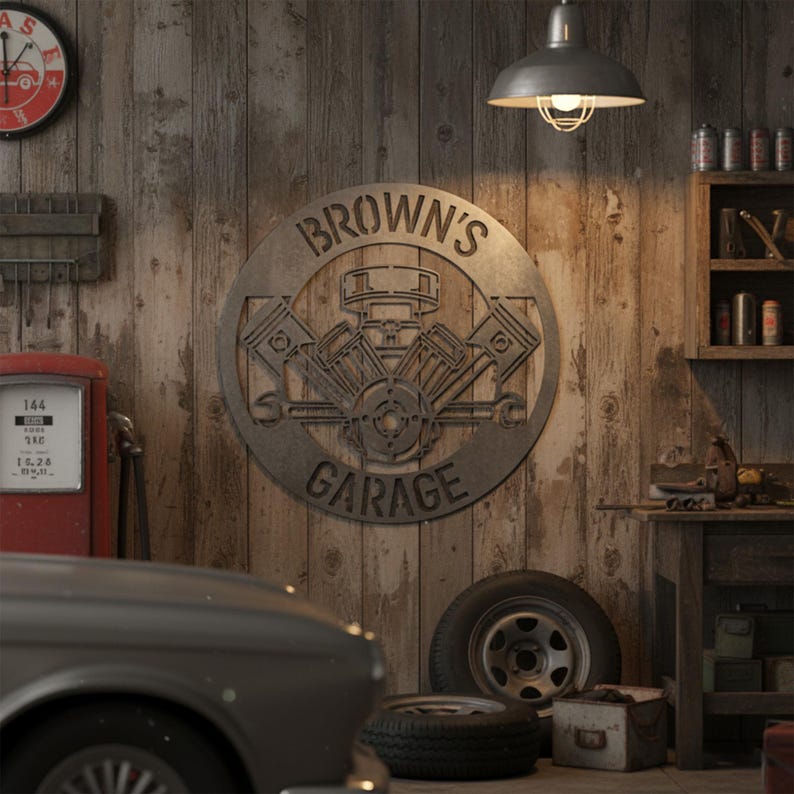 Custom Metal Garage Sign, Dad Gift, Mechanic Garage Wall Sign, Engine ...