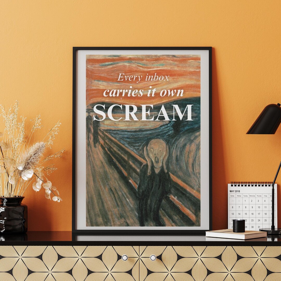 The Scream Inbox - Funny Office Wall Art, Surreal Meme Poster Printable ...