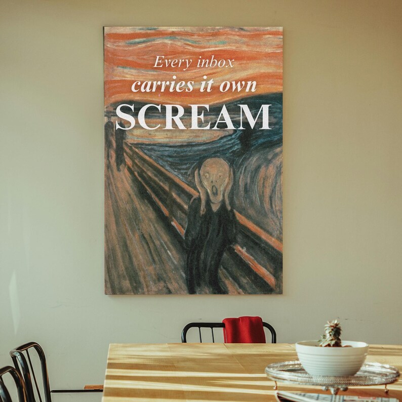 The Scream Inbox - Funny Office Wall Art, Surreal Meme Poster Printable ...